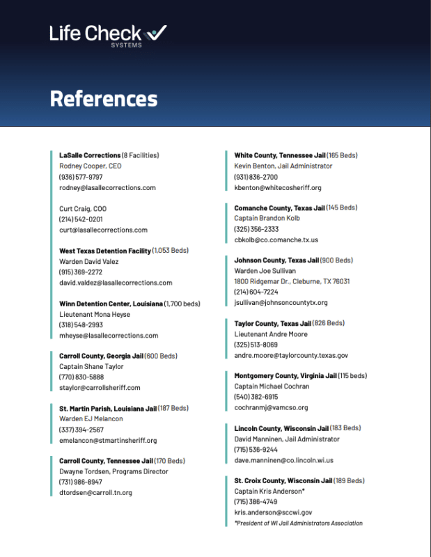 Corrections Product Details - Life Check Systems