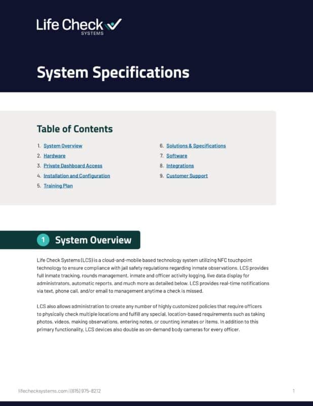 Corrections Product Details - Life Check Systems